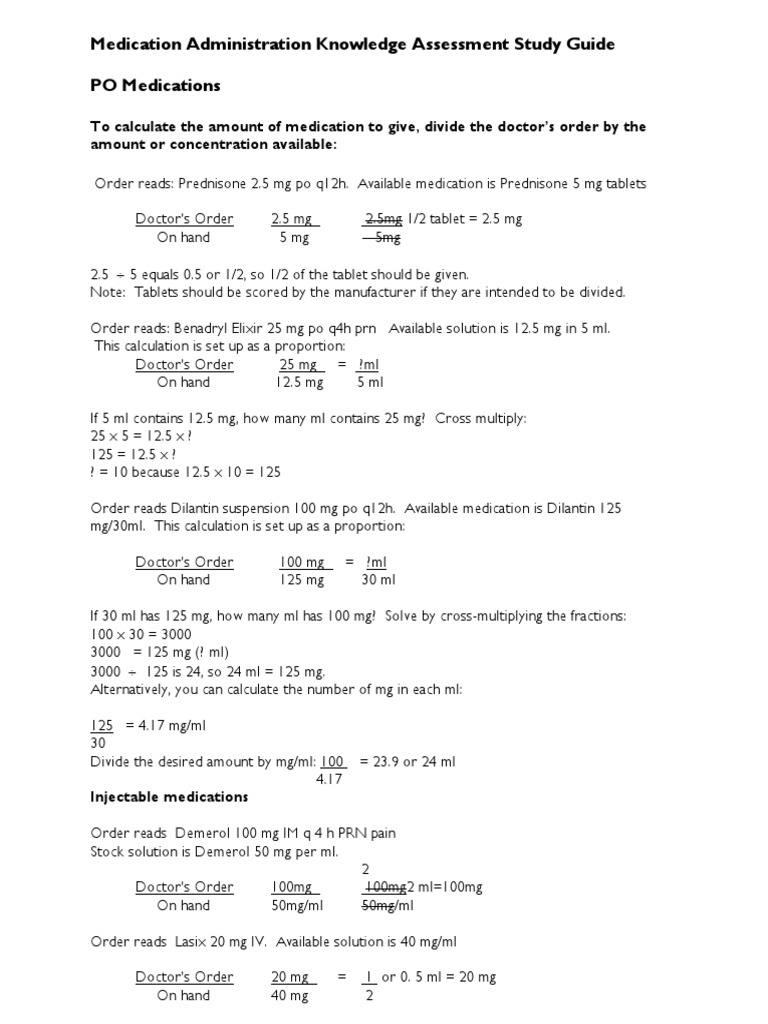 Medication Administration Knowledge Assessment | PDF | Medical ...