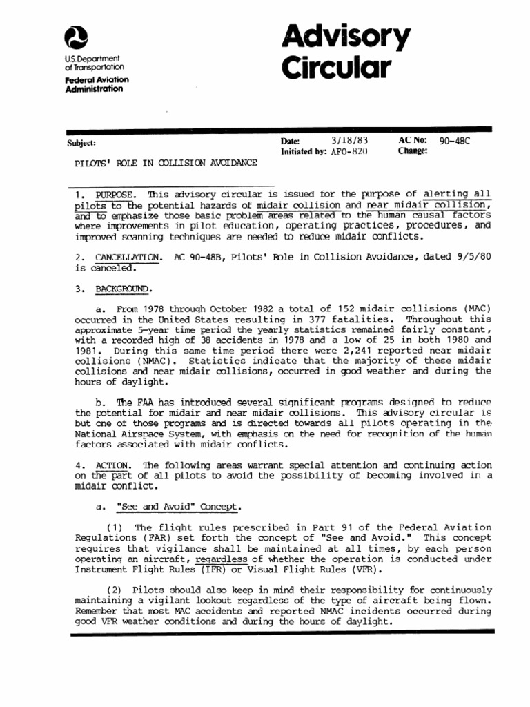 AC90-48C (Collision Avoidance) | PDF | Air Traffic Control | Airport