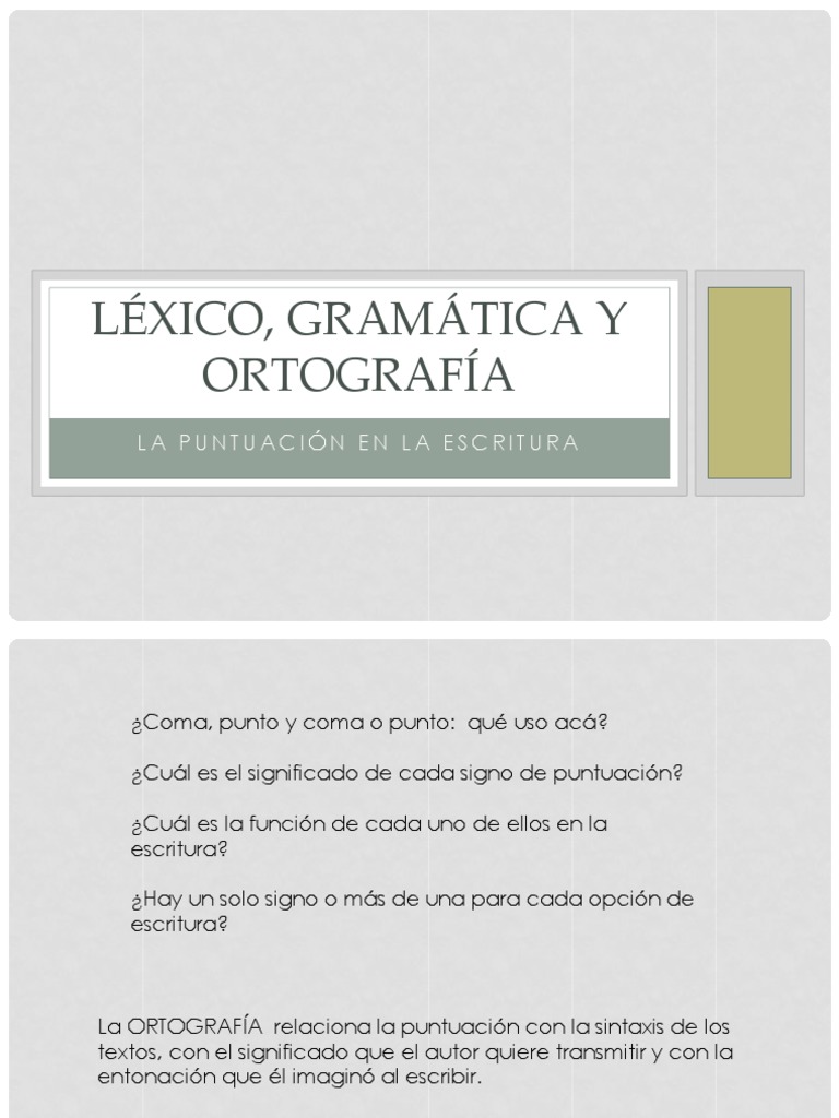 Lexico Gramatica y Ortografía | PDF | Coma | Oración (Lingüística)