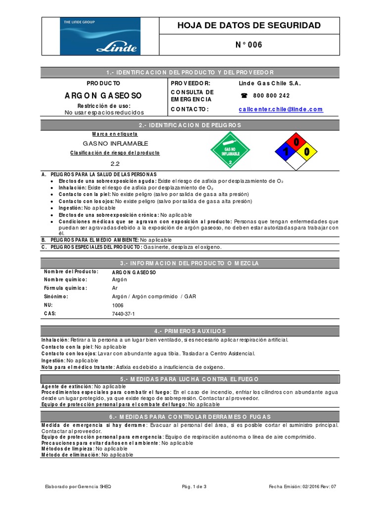 Argón 1006 | PDF | Argón | Oxígeno