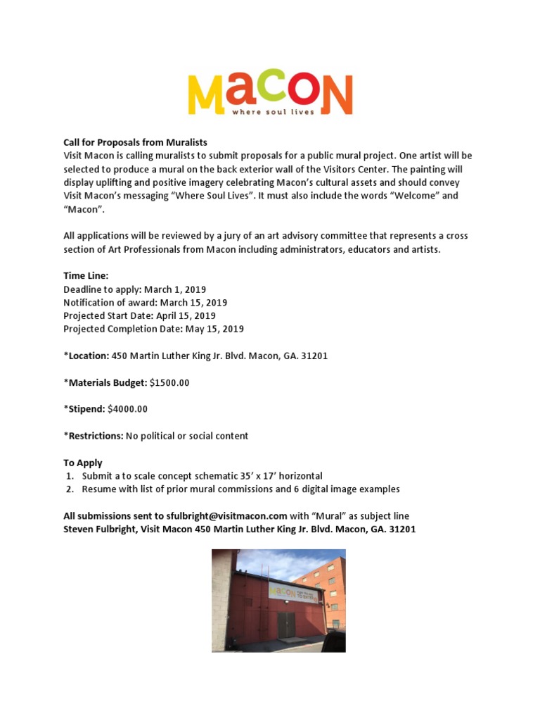 Visit Macon - Mural Proposal Guidelines | PDF