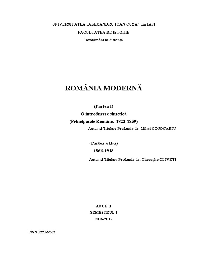 Romania Moderna PDF | PDF