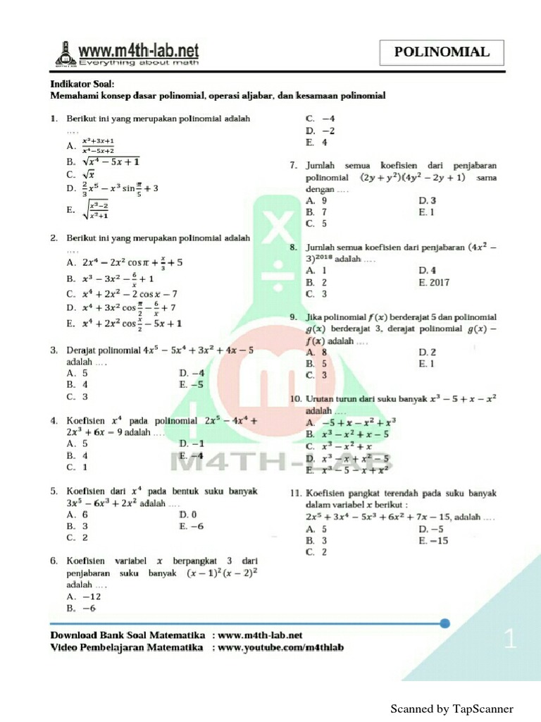 Soal Polinomial Mathlab | PDF