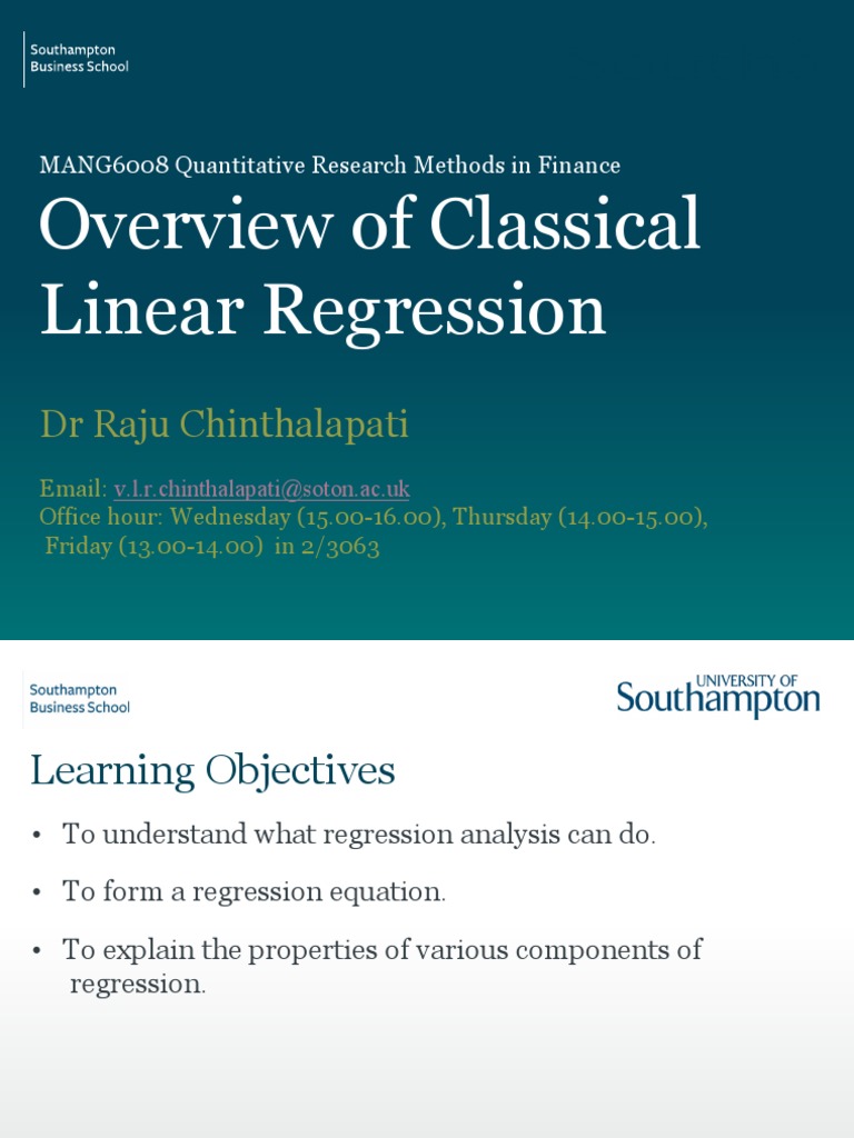 MANG6008 Quantitative Methods Overview | PDF | Ordinary Least Squares ...