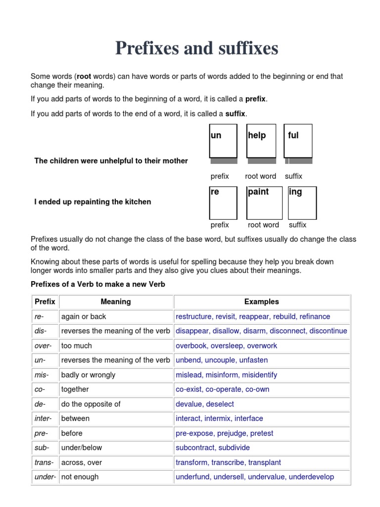 Prefixes and Suffixes | PDF | Semantics | Semantic Units