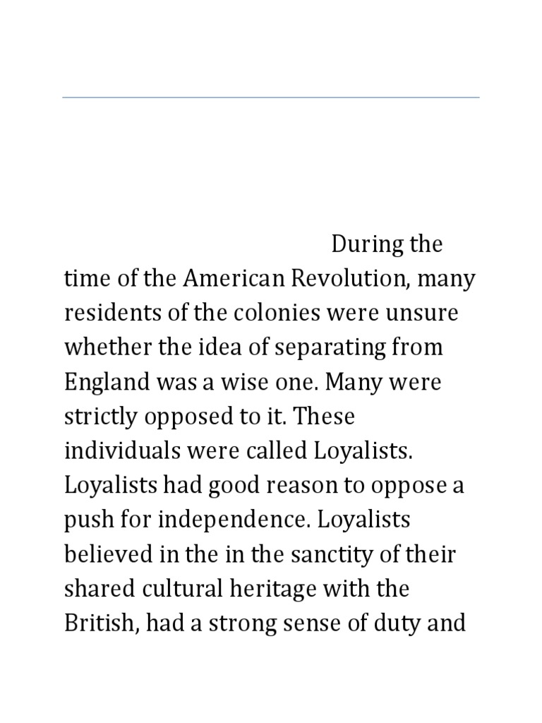 Understanding Loyalists in the Revolution | PDF