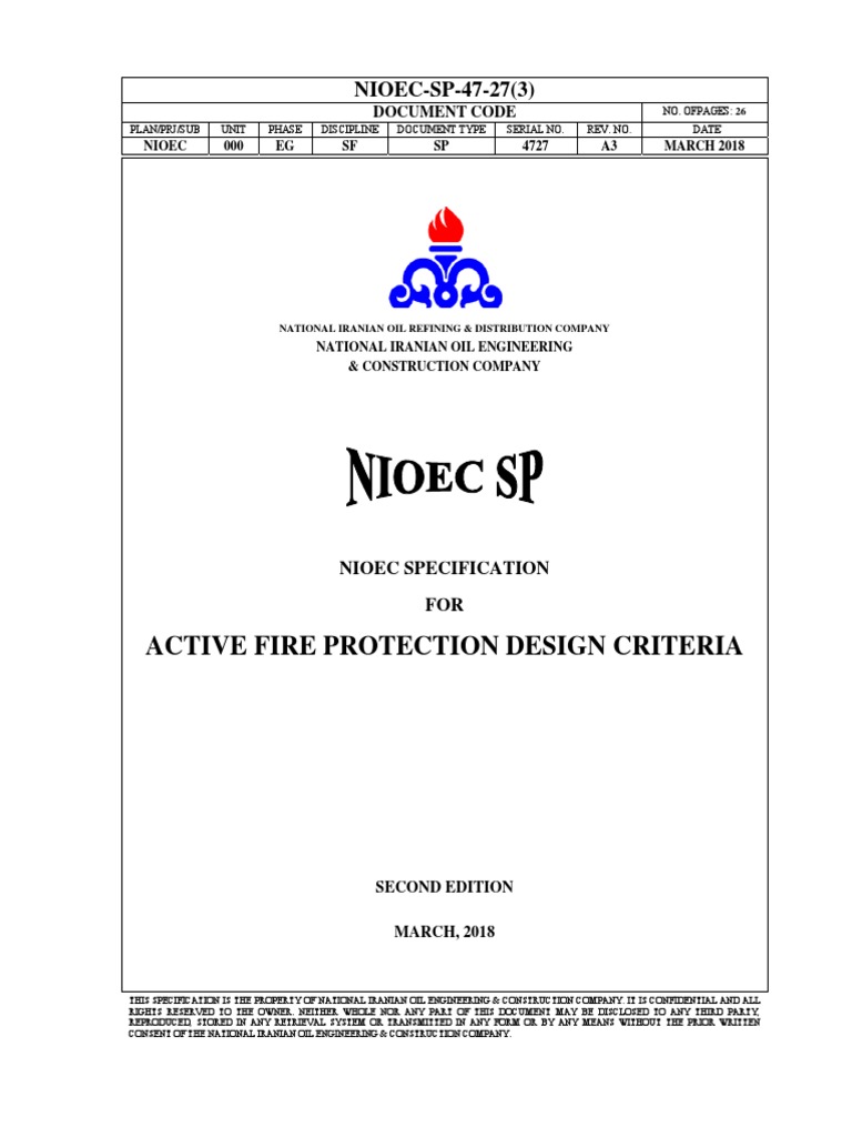 NIOEC Active Fire Protection Criteria | PDF | Firefighting | Pump