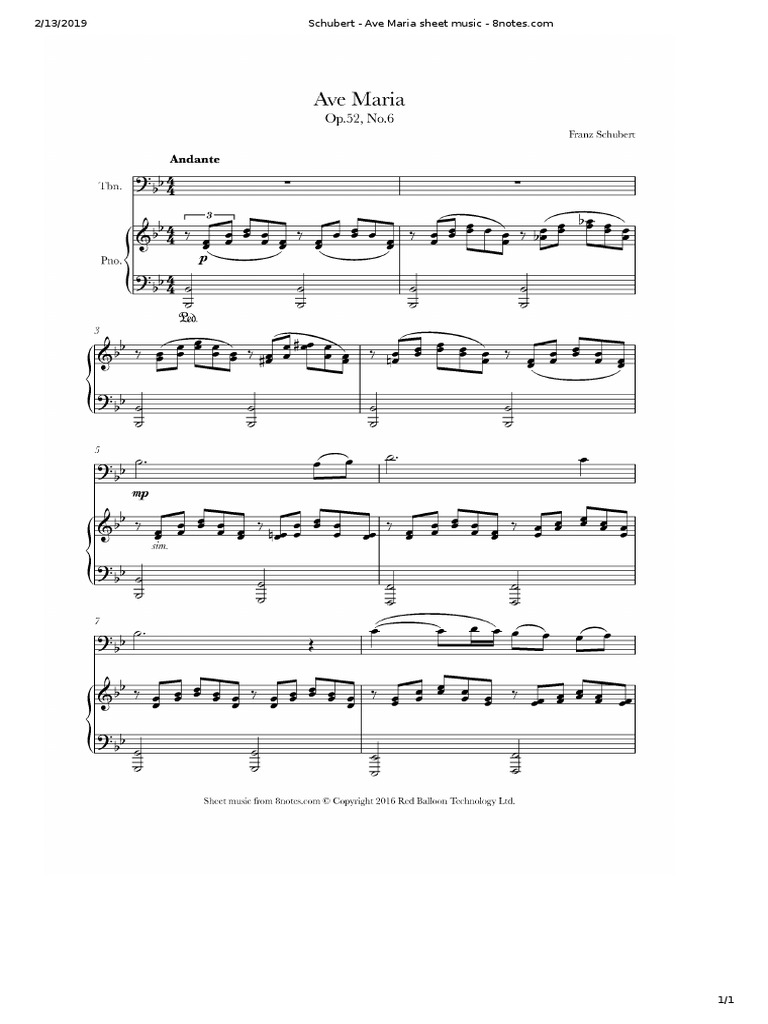 Schubert's Ave Maria Sheet Music | PDF