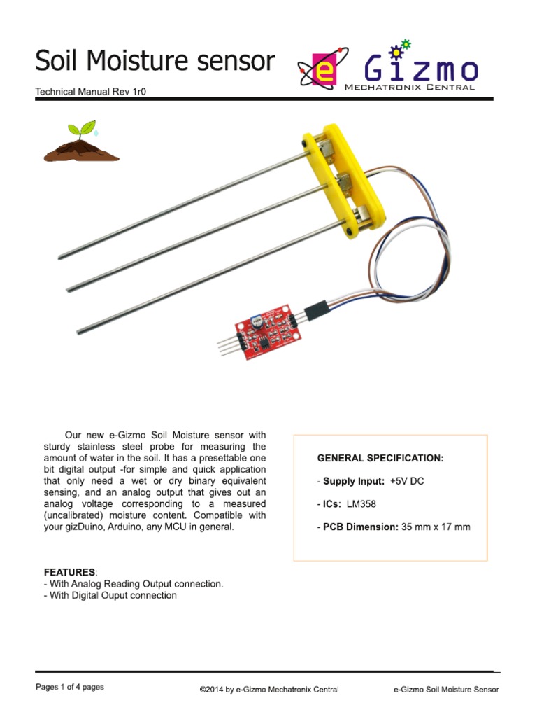 Soil Moisture Sensor Technical Manual PDF | PDF