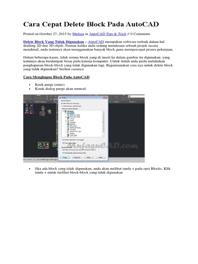 Cara Cepat Delete Block Pada AutoCAD | PDF