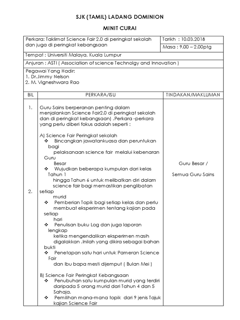 Minit Curai 2018 Science Fair | PDF