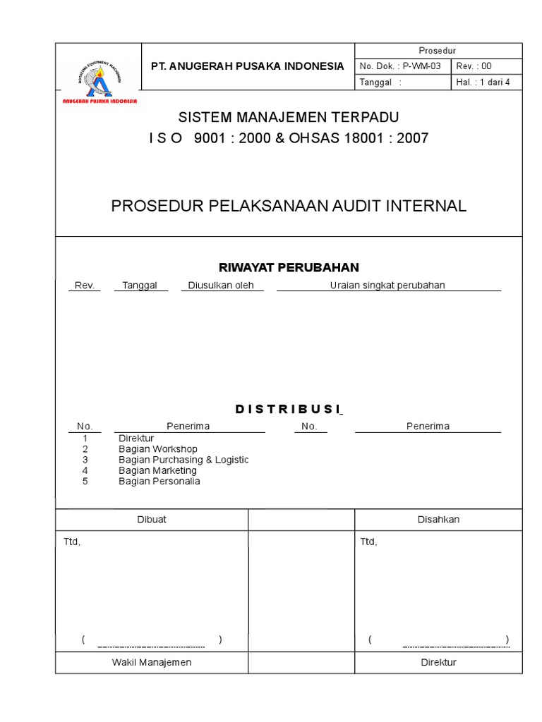 SOP Audit Internal ISO 9001 | PDF