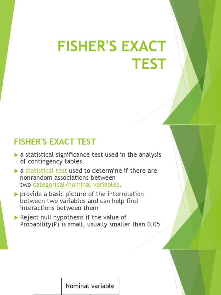 Fisher's Exact Test | PDF | Statistical Hypothesis Testing | P Value