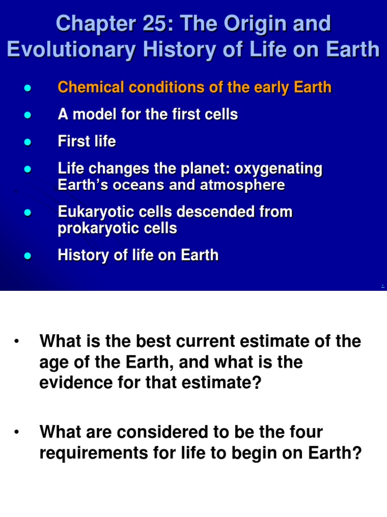 Chapter 25: The Origin and Evolutionary History of Life On Earth | PDF ...