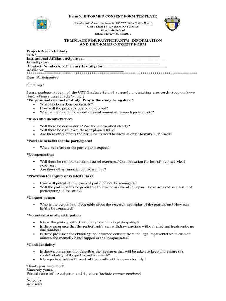 Erc Informed Consent | PDF | Informed Consent | Consent