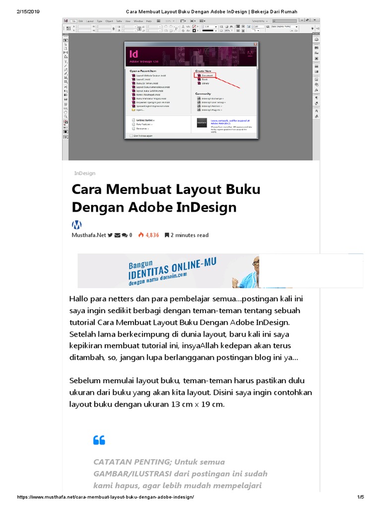 Cara Membuat Layout Buku Dengan Adobe InDesign - Bekerja Dari Rumah | PDF