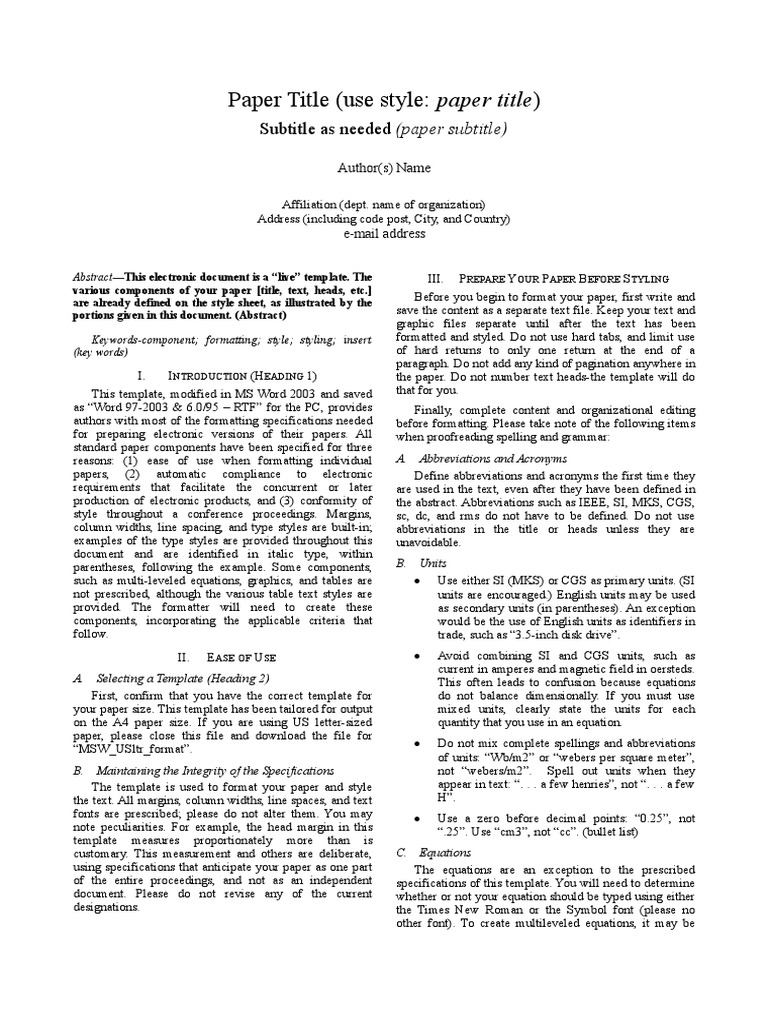 Paper Title (Use Style: Paper Title) : Subtitle As Needed (Paper ...