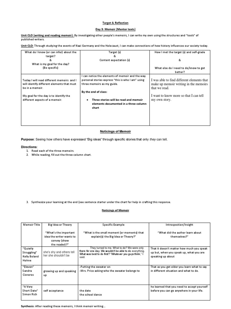 Memoir Writing Insights | PDF | Memoir | Mentorship
