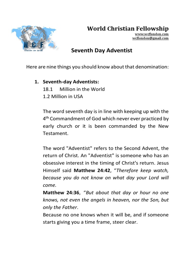 7th Day Adventist | PDF | Adventism | Seventh Day Adventist Church