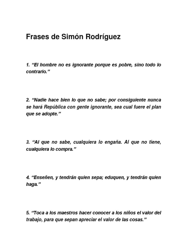 Frases de Simon Rodriguez | PDF
