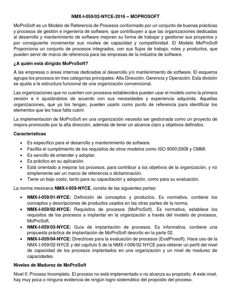 MoProSoft: Mejora de Procesos Software | PDF | Software | Business