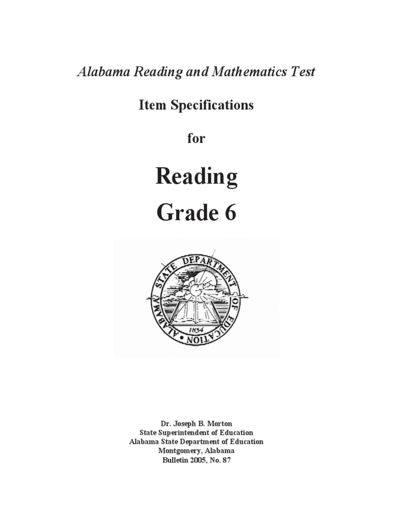 Reading Grade 6: Alabama Reading and Mathematics Test | PDF | Clock ...