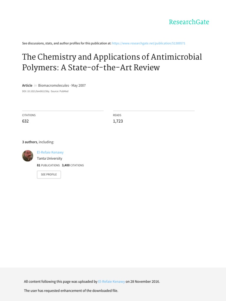 The Chemistry and Applications of Antimicrobial Polymers: A State-of ...