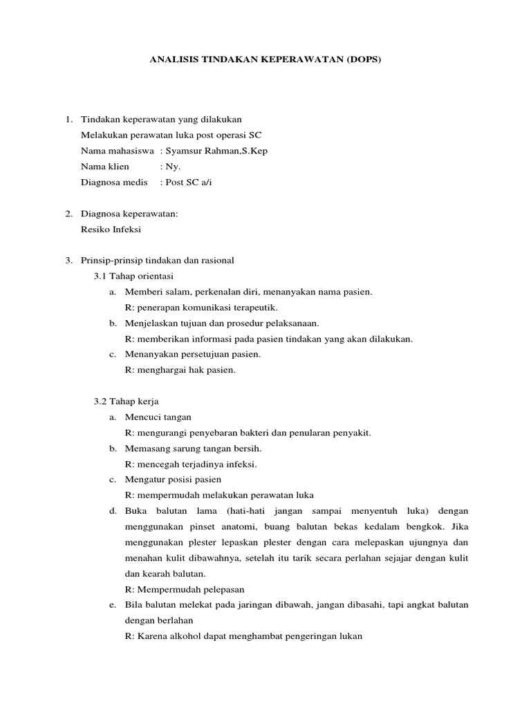 DOPS Perawatan Luka Post SC | PDF