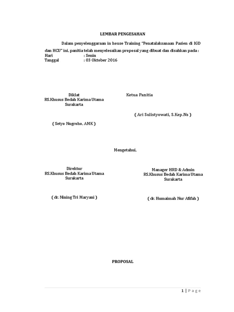 PROPOSAL IHT Skrining Dan Triase | PDF