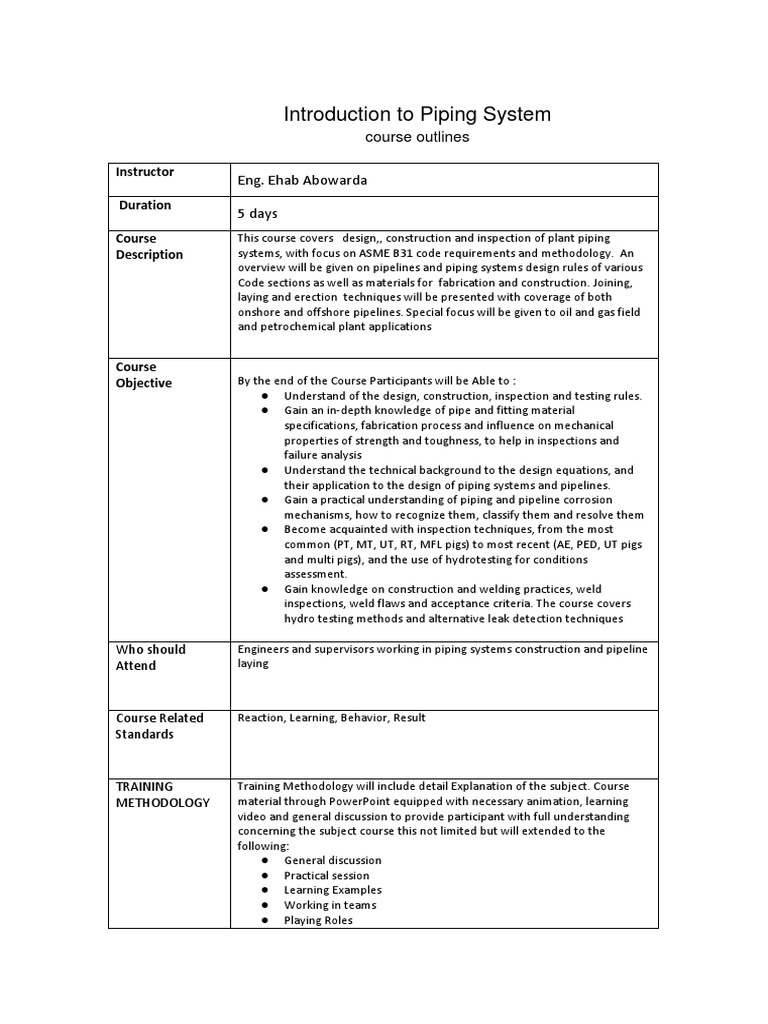 18F46-Introduction To Piping System | PDF | Pipeline Transport | Pipe ...