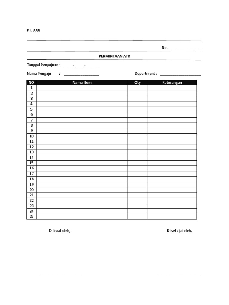 Format Form Permintaan ATK | PDF