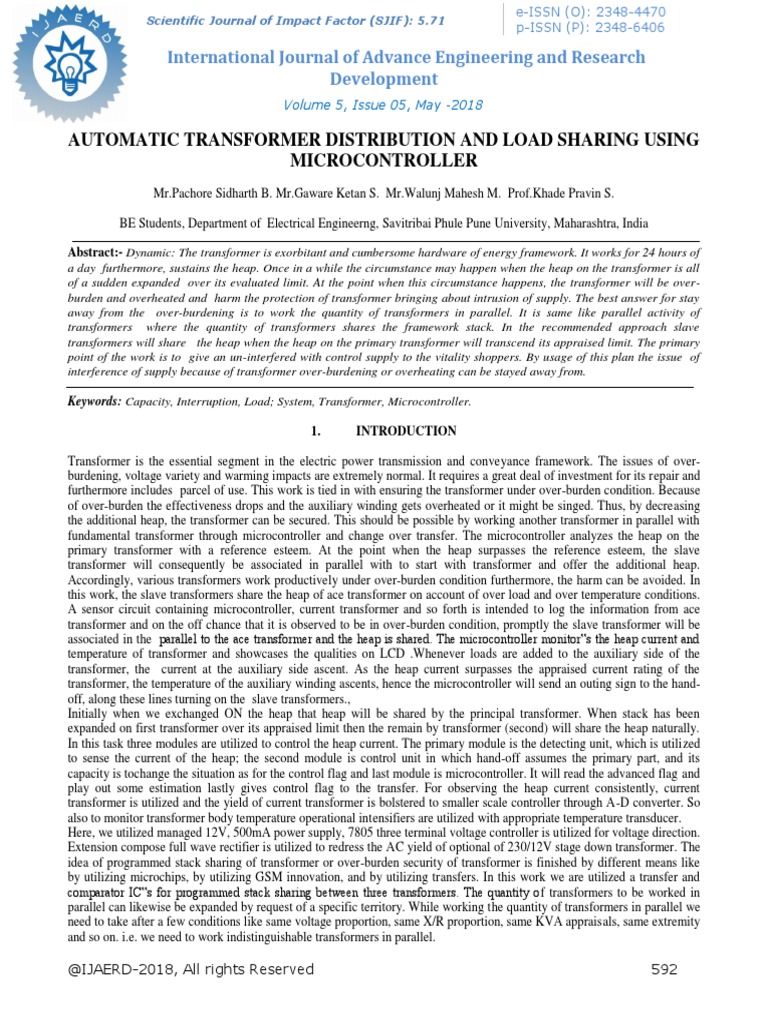 Automatic Transformer Distribution and Load Sharing Using Microcontroller-2018 | PDF | Rectifier ...