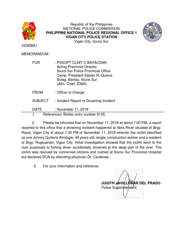 Spot Report Drowning Incident | PDF