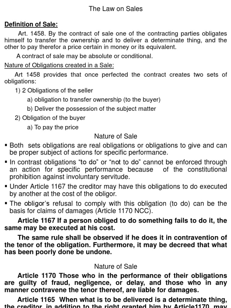 The Law On Sales | PDF | Value (Economics) | Sales