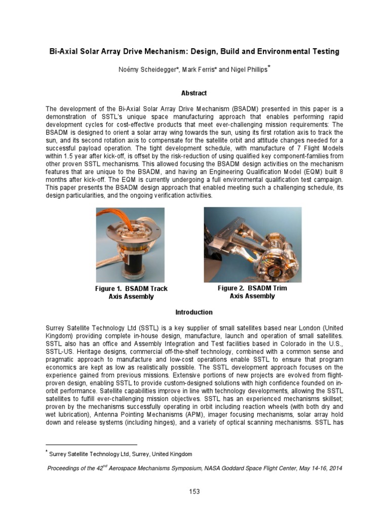 Solar Array Drive Mechanism PDF | PDF | Bearing (Mechanical) | Rotation