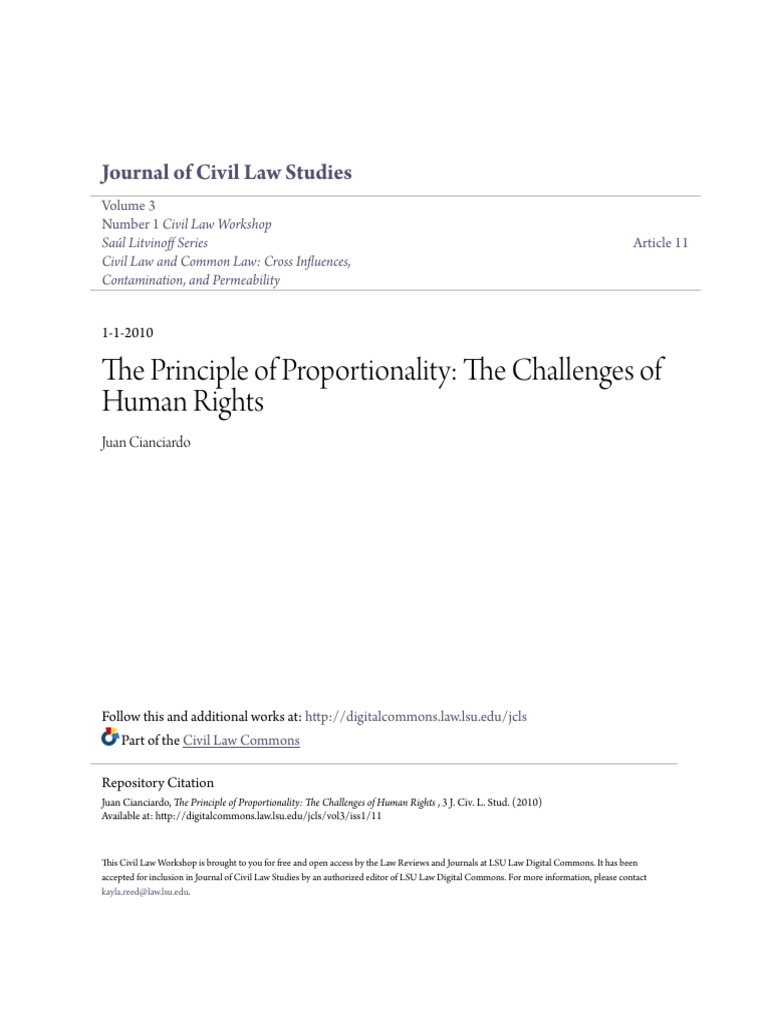 The Principle of Proportionality: The Challenges of Human Rights | PDF ...