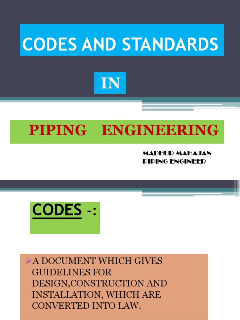 Codes and Standards: Piping Engineering | PDF | Pipe (Fluid Conveyance ...