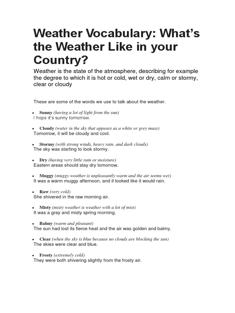 Weather Vocabulary | PDF
