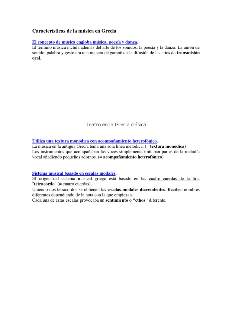 Características de La Música en Grecia | PDF | Modo (música) | Ritmo