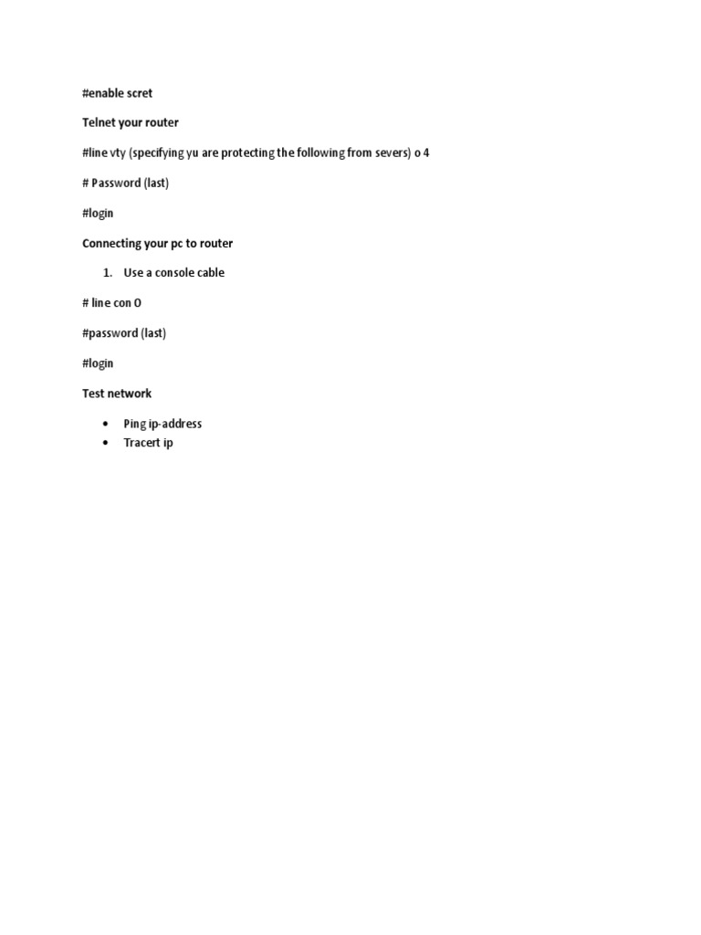 #Line Vty (Specifying Yu Are Protecting The Following From Severs) o 4 ...