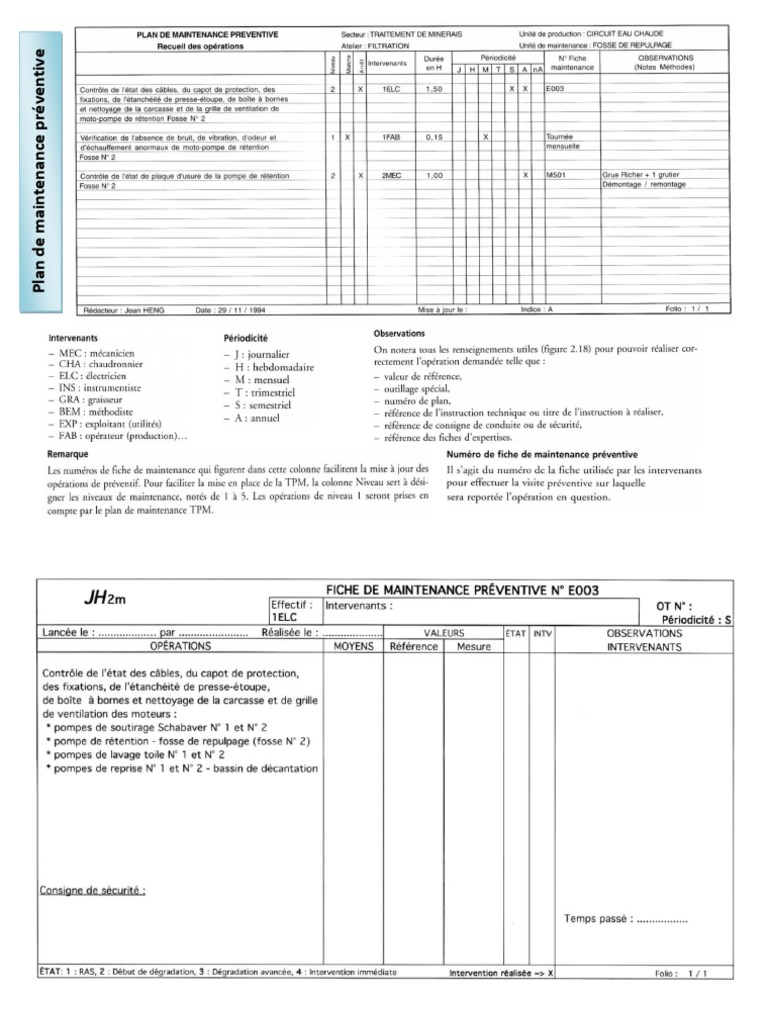 Model Plan de Maintenance Preventive | PDF