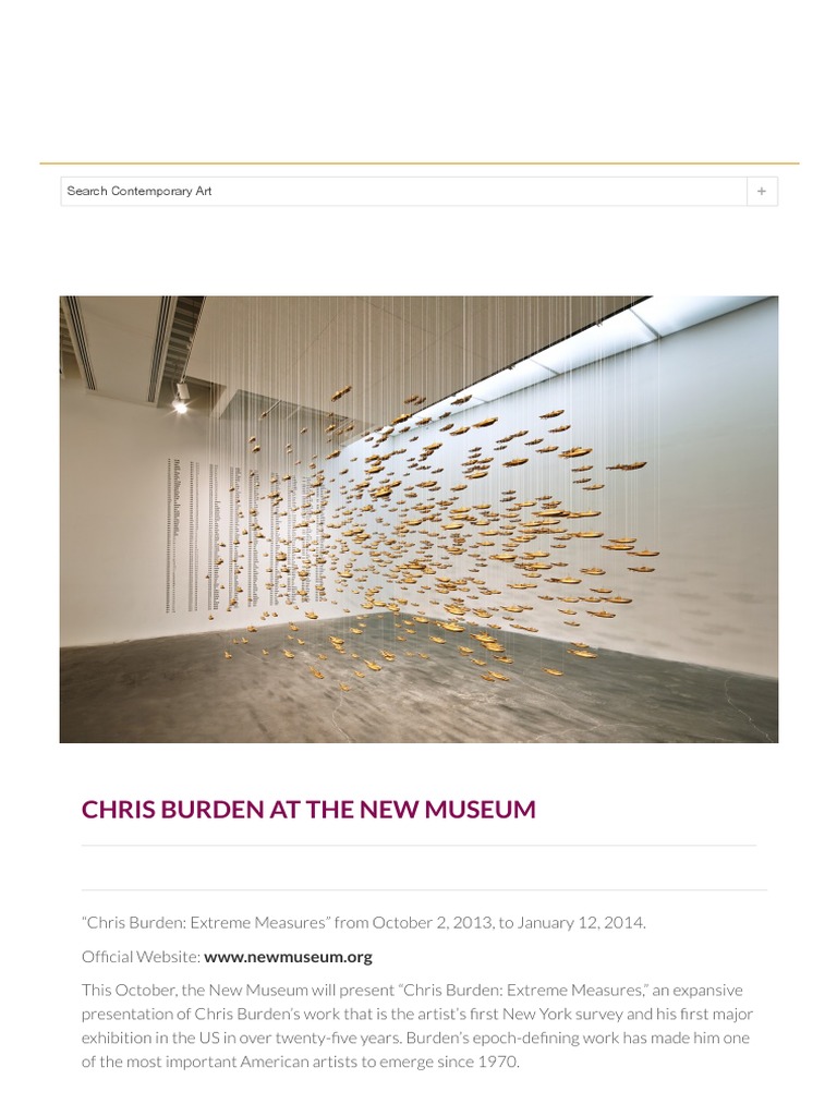 Chris Burden at The New Museum - Art Exhibitions, Installation Art ...