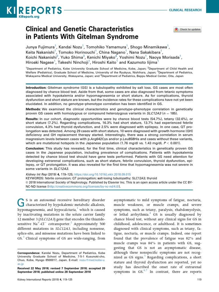 Sindrome de Gitelman | PDF | Renal Function | Growth Hormone