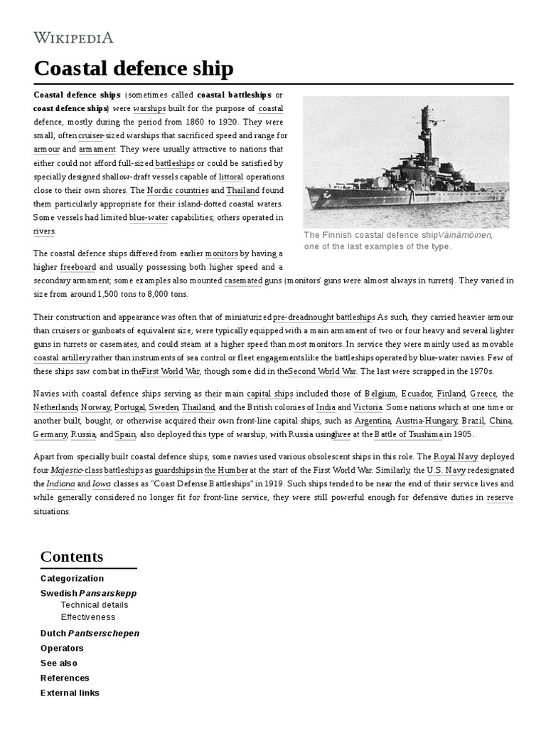 Coastal Defence Ship | PDF | Ships | Naval Warfare