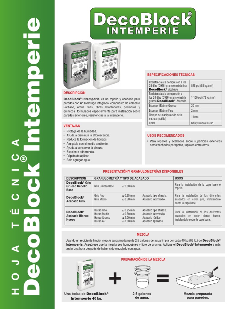 DecoBlock Intemperie | PDF | Cemento | Pintar