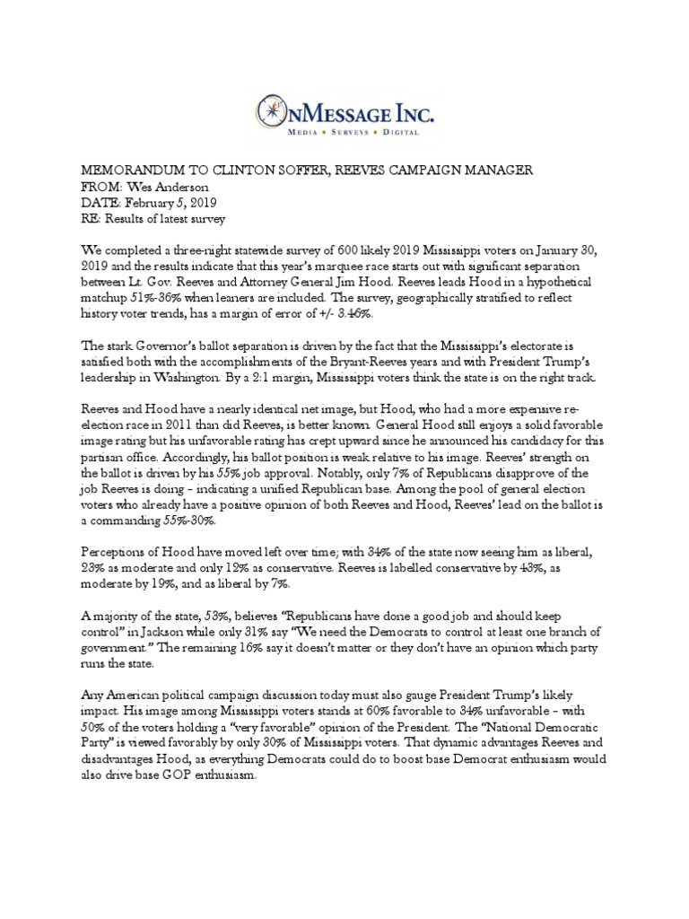 OnMessage Polling Memo 020619 | PDF | Democratic Party (United States ...