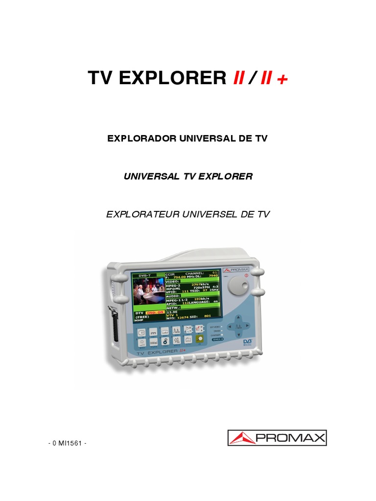 Manual del Medidor de campo - Promax - TV explorer II-II+ | Televisión ...