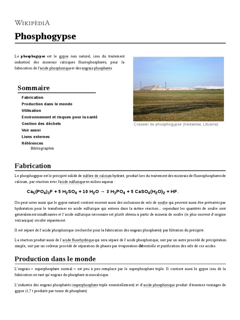 Phosphogypse | PDF | Composés chimiques | Matériaux