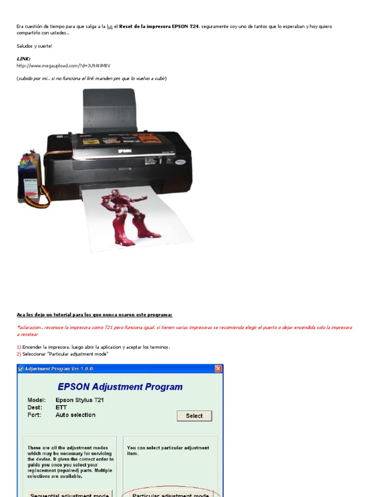 Epson t24 Reset Sistema Continuo | PDF