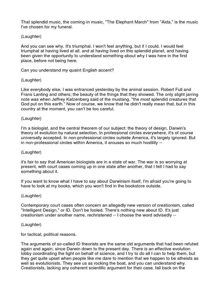 Militant Atheism TED Talk Script | PDF | Creationism | Agnosticism